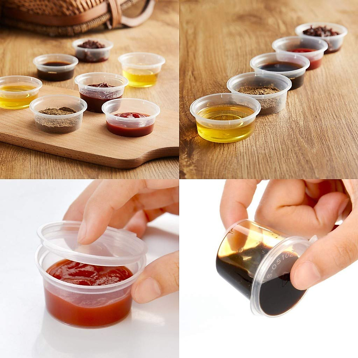 WellieSTR 500 PACK 35ml Mini Plastic Disposable Portion Cups With Lids