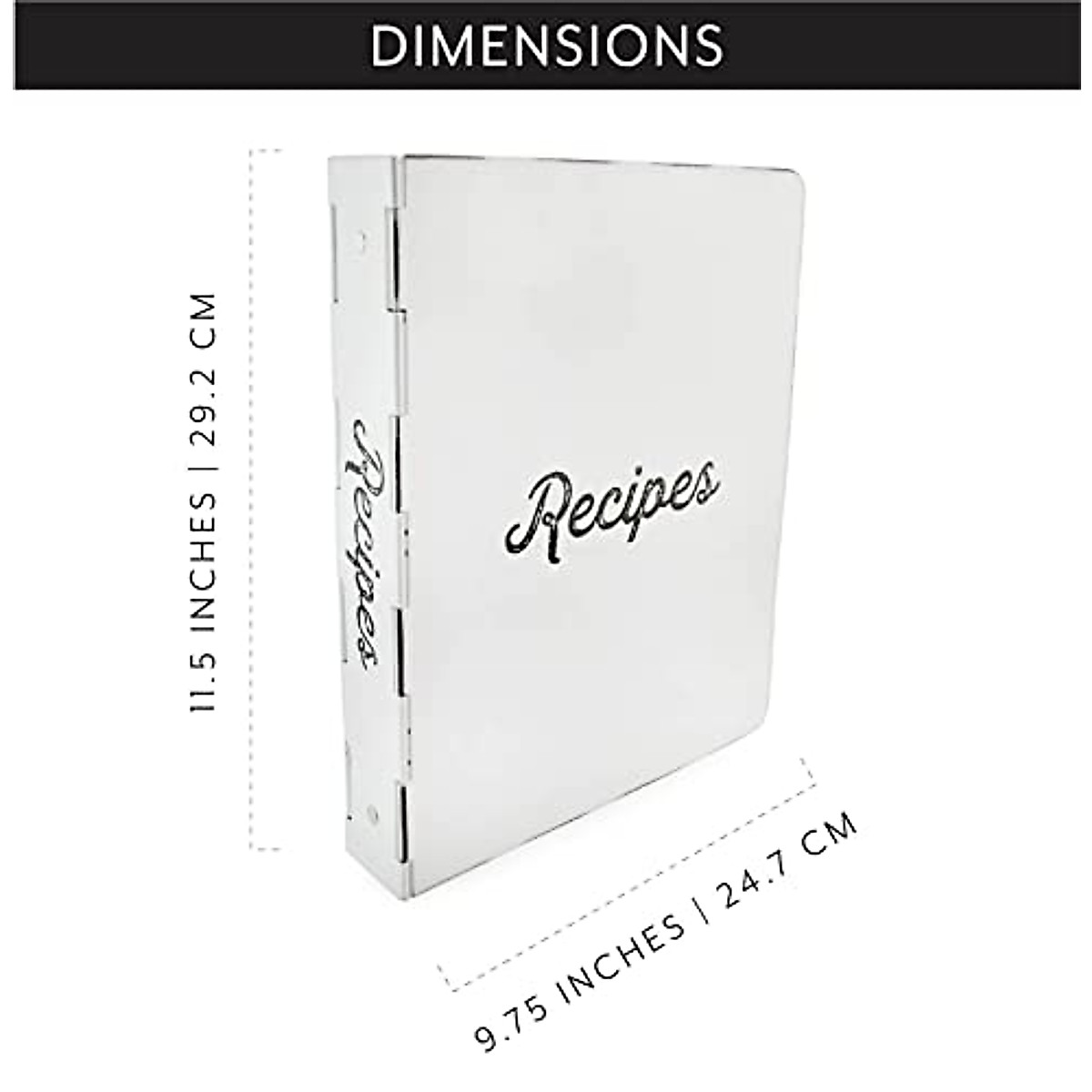 AuldHome Enamelware Cookbook Binder (White), Replacement Cover for Classic 3-Ring Binder Cookbook/Recipe Holder