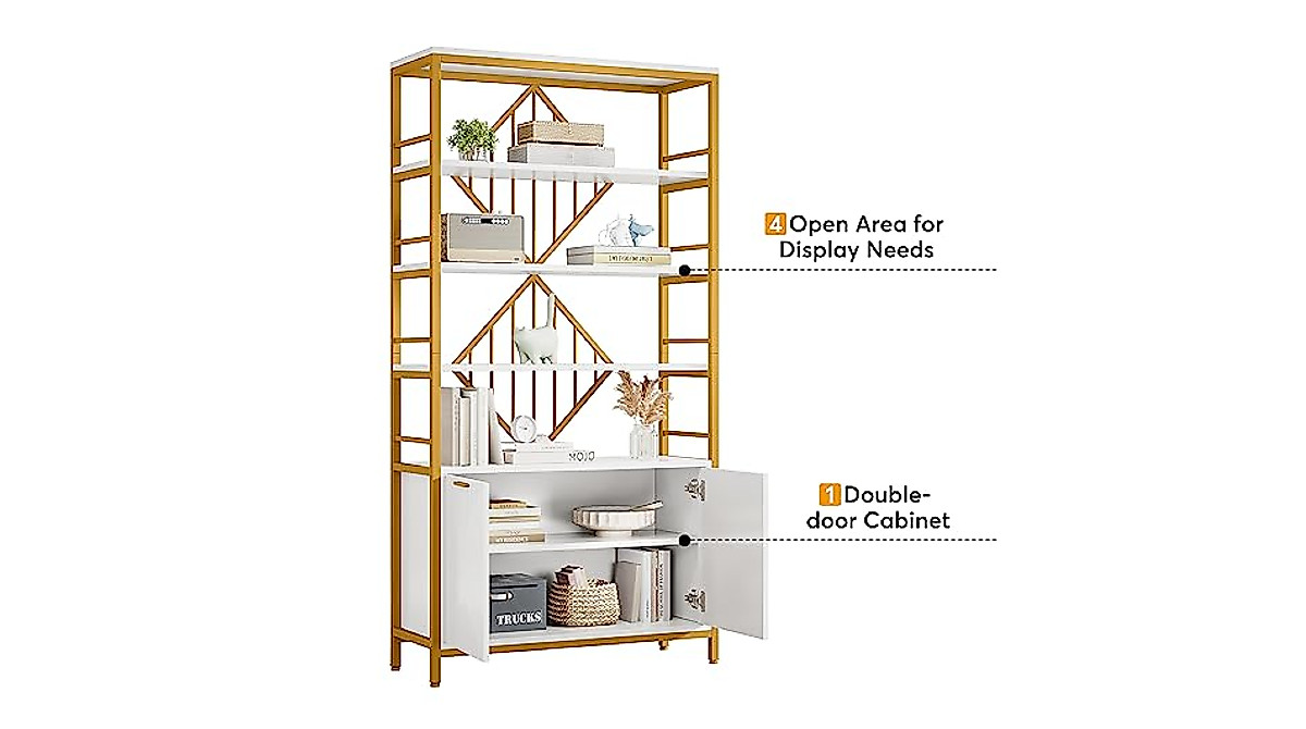 Tribesigns Modern Bookshelves with Doors - Stylish Storage