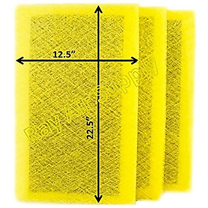 RAYAIR SUPPLY 14x25 StratosAire Air Cleaner Replacement Filter Pads 14x25 Refills (3 Pack) Yellow