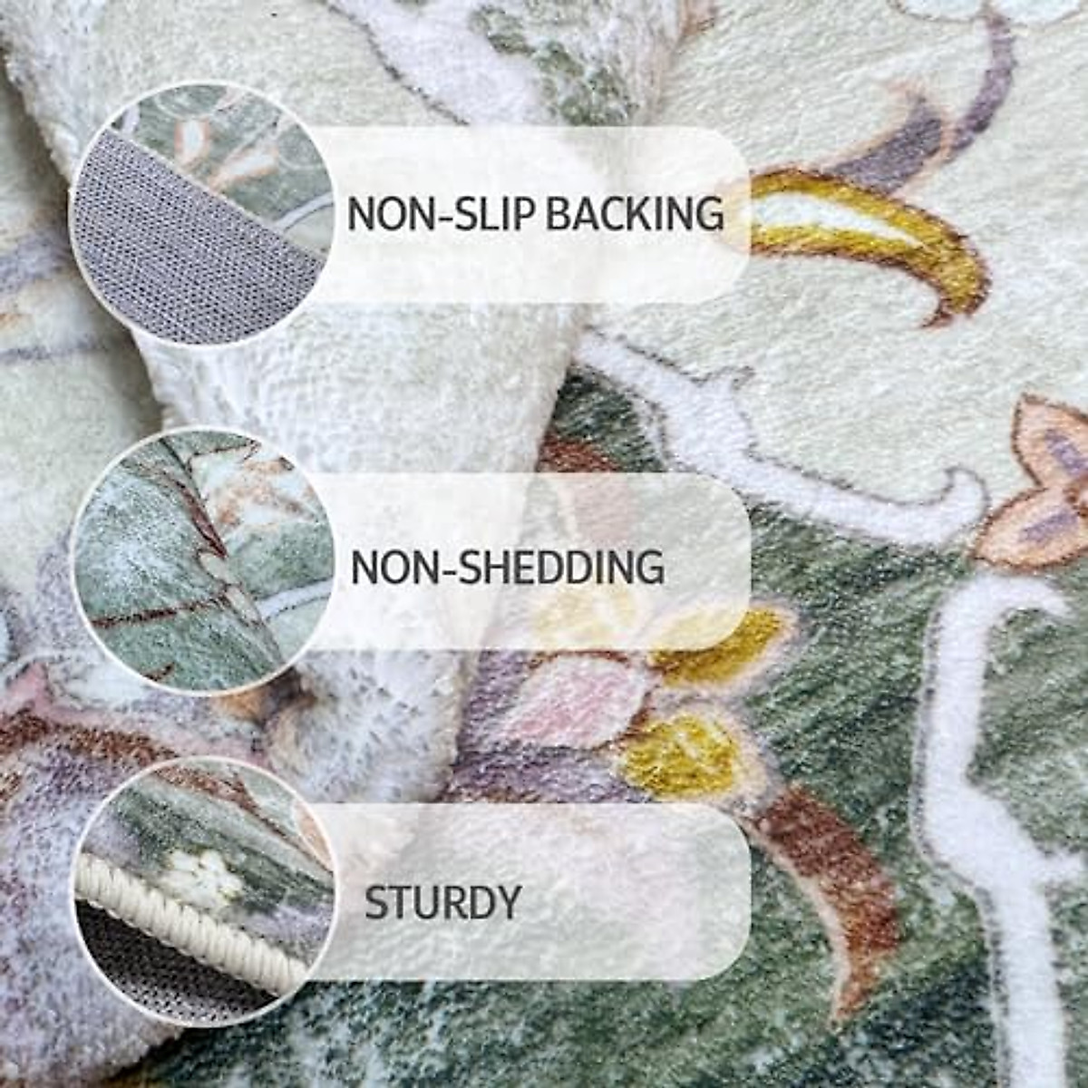 Boho Vintage Area Rugs 5×7 Washable Non-Slip Traditional Green Carpet for Living Room Bedroom Dining Room Farmhouse