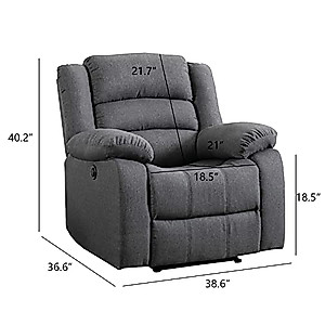 IULULU Electric Power Recliner Chair for Living Room Single Home Theater Seating Sofa Easy Lounge with Soft Padded Headrest and Armrest, Grey