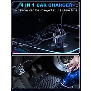 Cigarette Lighter Splitter Adapter, 210W 4 in 1 Cigarette Lighter USB Charger [PD3.0& DualQC3.0] Multi Port & Socket, 12V/24V Dual USB Type C Fast Car Charger Adapter for iPhone 14,Samsung,iPad