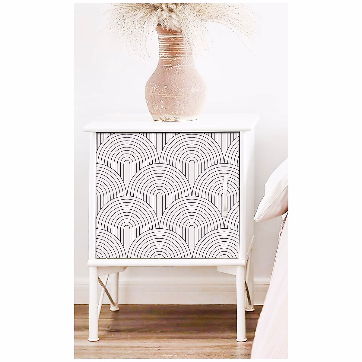 HAOKHOME 96033 Peel and Stick Wallpaper Abstract Rainbow Black/White Removable contactpaper for Home Bathroom Decorations 17.7in x 9.8ft