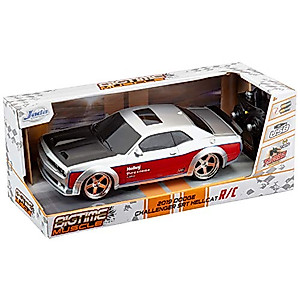 Jada Toys Bigtime Muscle 1:16 2019 Dodge Challenger SRT Hellcat RC Remote Control Car 2.4 GHz Silver, Toys for Kids and Adults
