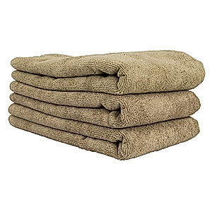 Chemical Guys MIC36203 Workhorse XL Tan Professional Grade Microfiber Towel, Leather & Vinyl (Safe for Car Wash, Home Cleaning & Pet Drying Cloths) 24" x 16", Pack of 3