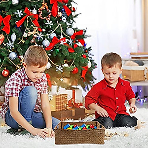 Amosfun Storage Basket with Wicker Baskets lid bin Large Small Seagrass lids- Retro Hand- Woven Seaweed Storage Basket Household Rectangular Sundries Organizer- Storage Box