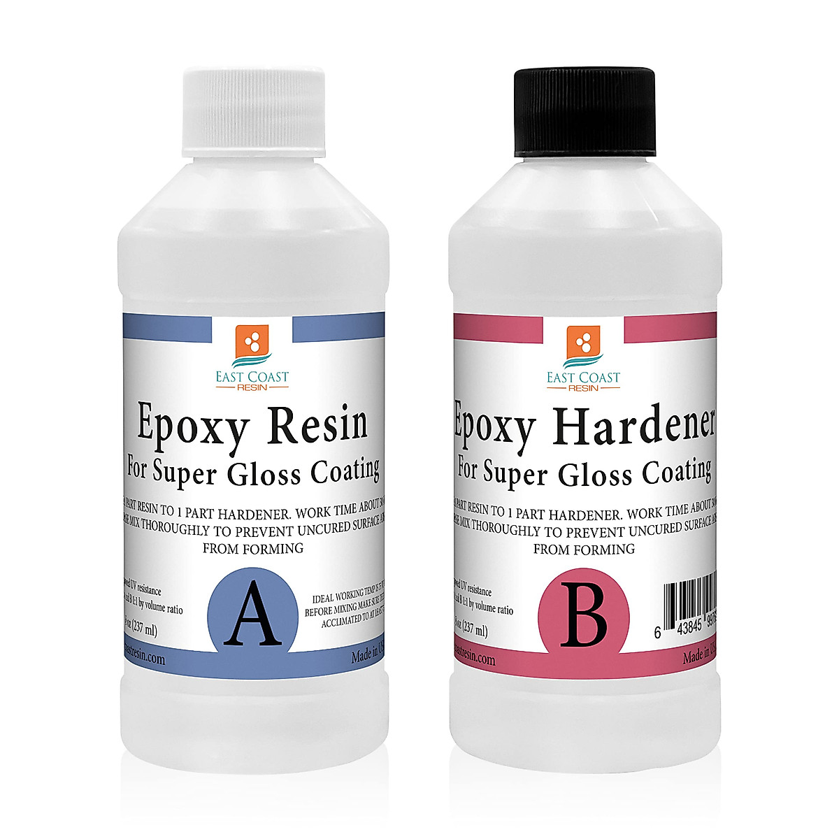 Epoxy Resin 16 oz Kit | 1:1 Crystal Clear Resin and Hardener for Super Gloss Coating | For Bars, Tabletop, Art, Jewelry, Casting Molds | Safe for Use on Wood, Metal, Stone, Plastic, Marine Sealer