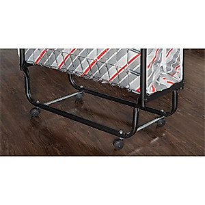 Pemberly Row Metal and Fabric Folding Bed in Gray with Memory Foam Mattress