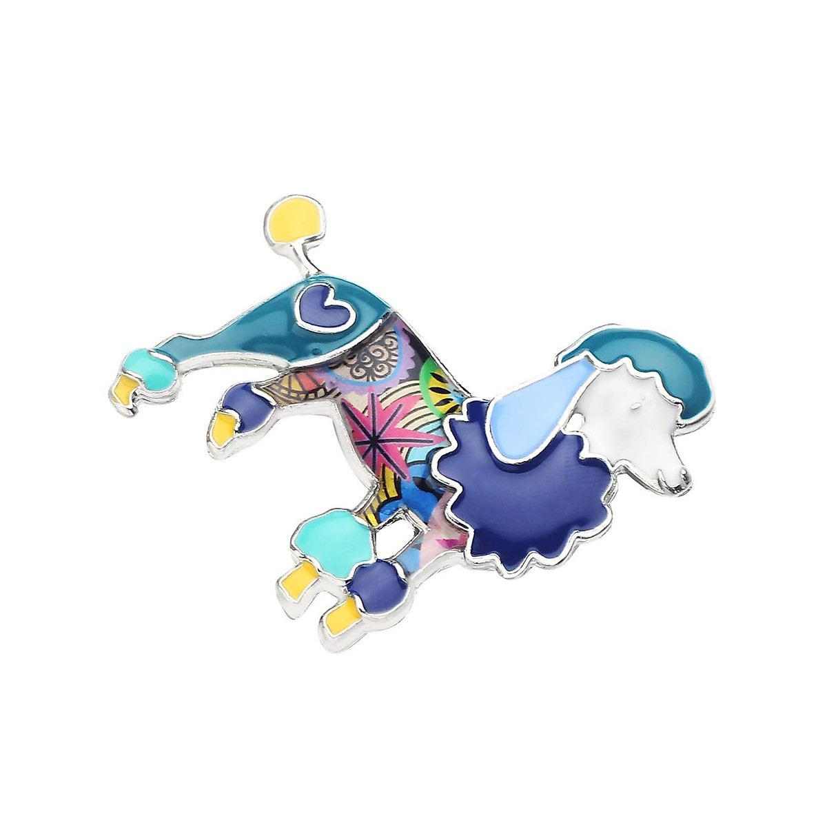 DUOWEI Cute Poodle Dog Brooch Pins for Women Teens Girls Floral Enamel Dog Brooch Jewelry Clothes Scarf Jacket Decoration (Blue)