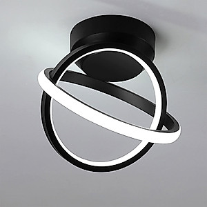 CANEOE Black Led Ceiling Light, 6000K Modern LED Ceiling Lighting Fixtures, Metal Creative Design Ceiling Lamp for Living Room Bedroom Corridor Aisle Hallway Indoor Ceiling Lamp (Cool White)