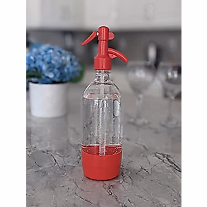 Sodafall Seltzer bottle with converter adapter for SodaStream machines/Fizz saver seltzer bottle with dispenser (red)