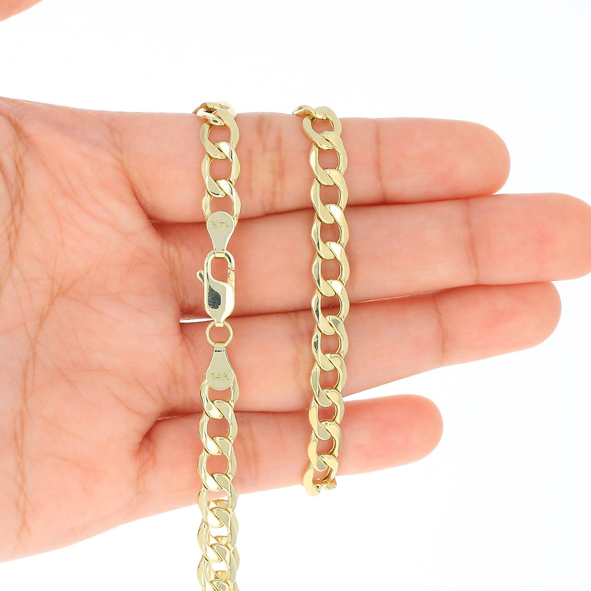 Nuragold 14k Yellow Gold 6.5mm Cuban Curb Link Chain Bracelet, Mens Womens Jewelry 7" 7.5" 8" 8.5" 9"