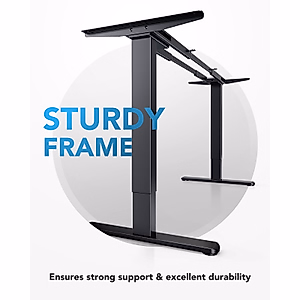 HUANUO 265 lbs Dual Motor Electric Standing Desk Frame, Thick T-Shaped Desk Legs Made of Automotive-Grade Steel, for Max 90″ x 31.5″ Desktop, Height Adjustable Desk Frame for Home Office, Frame Only