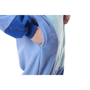 OGU' DEAL Unisex-Adult Onesie Pajamas Stitch Animal Sleepwear for Halloween Party Costumes,Daily Cartoon Outfit (Blue, XX-Large)