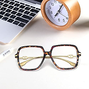 QxAiVMin Oversized Square Reading Glasses for Women, Large Frame Blue Light Blocking Compuer Readers, Big Rimmed Reading Glass