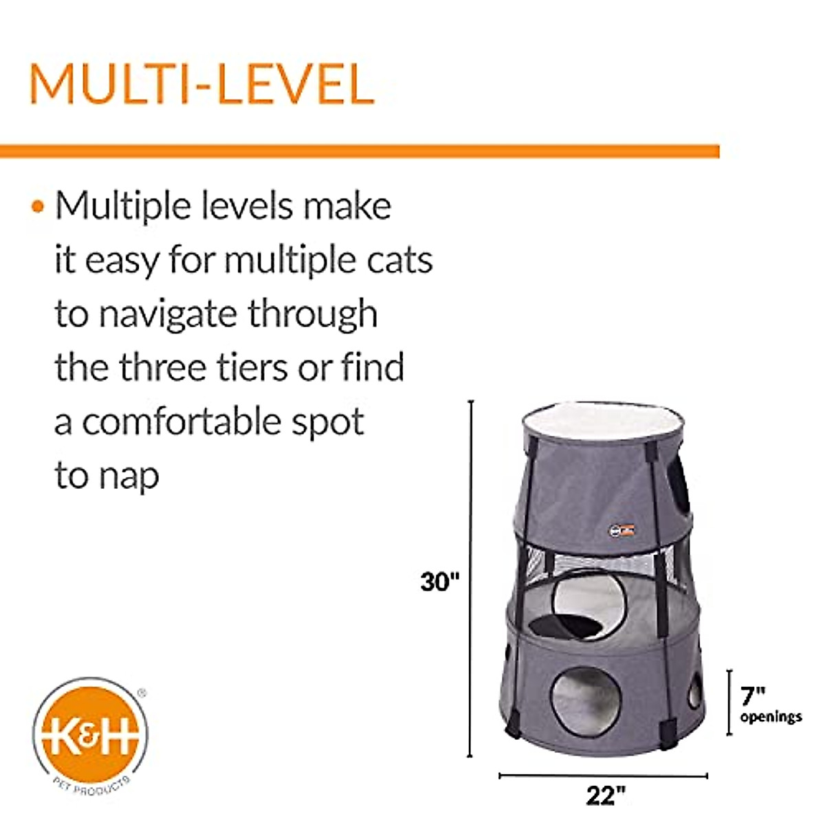 K&H PET PRODUCTS Kitty Tower Classy Gray 22 X 30 Inches