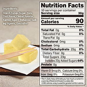 YAMASAN KYOTO UJI Yuzu Mochi Candy - Yuzu Citrus Japanese Candy - Japanese Sweets with Aromatic Flavor of Kito Yuzu and Plant-Based Kanten Agar(300g)