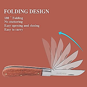 BaiCarre Pruning Knife,Grafting Knife, Stainless Steel Folding Garden Budding Knife, Pocket Knife for Grafting Multi Cutting Tool, Weed Bushes Branches Mushroom Weeding Knife