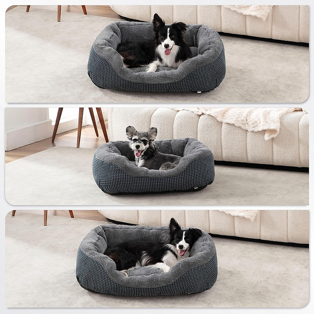 INVENHO Medium Dog Beds for Medium Dogs Washable, Rectangle Dog Bed Medium Size Dog, Orthopedic Dog Bed, Warming Soft Calming Sleeping Puppy Bed Durable Pet Bed with Anti-Slip Bottom M(30"x24"x9")