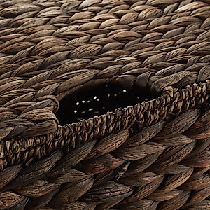 Casafield Set of 2 Water Hyacinth Rectangular Storage Baskets with Lids (Medium/Large), Multipurpose Decorative Shelf Organization Totes for Bedroom, Bathroom, Laundry, Home Office