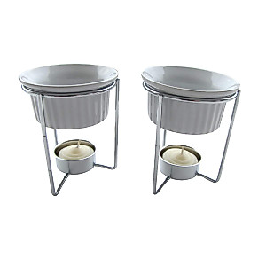 Treasure Gurus White Ceramic Dining Table Seafood Butter Warmer Dish Set Kitchen Tealight Candle Ramekin