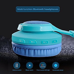 Riwbox 2 Packs WT-7S Kids Headphones Wireless, Foldable Stereo Bluetooth Headset with Mic Compatible with PC/Laptop/Tablet/iPad (Blue-Pink)