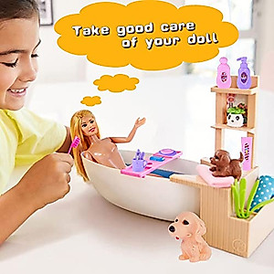 34 Pack Fashion 11.5 inch Girl Doll Clothes and Accessories Travel Luggage Suitcase Set with Dress Backpack Hat Glasses Puppy Food Toys etc (No Doll)