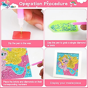 PanLynner Diamond Painting Kits for Kids with Wooden Frame, Gem Arts and Crafts for Kids Paint by Numbers as Toys, Home Wall Decoration, Gifts for Girls Boys Ages 6-8-10-12-14 (Blue Mermaid)