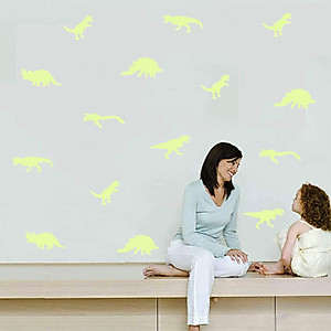 ufengke 9-pcs Dinosaurs Wall Decals Fluorescence Stickers Glow in The Dark, Children's Room Nursery Removable Wall Stickers Murals