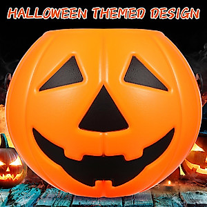Didiseaon 2Pcs Pumpkin Candy Bucket Halloween Pumpkin Bucket Round Plastic Tub Candy Jar Trick or Treat Bucket with Handle for Halloween Party Supplies