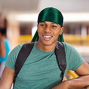 ASKNOTO 9 Pcs Silky Durag with Long Tail for Men, Pack Durags Do rags for 360 Waves