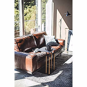 YAMAZAKI Home Metal and Wood Sliding Sofa C End Coffee Tray Laptop Desk, Modern Bedside Or Living Room Small Accent Table | Steel, One Size, Black