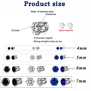 Spiritlele Colorful CZ Magnetic Earrings Set Crystal Clip on Non Pierced Earrings Fake Stud Earrings for Women Men