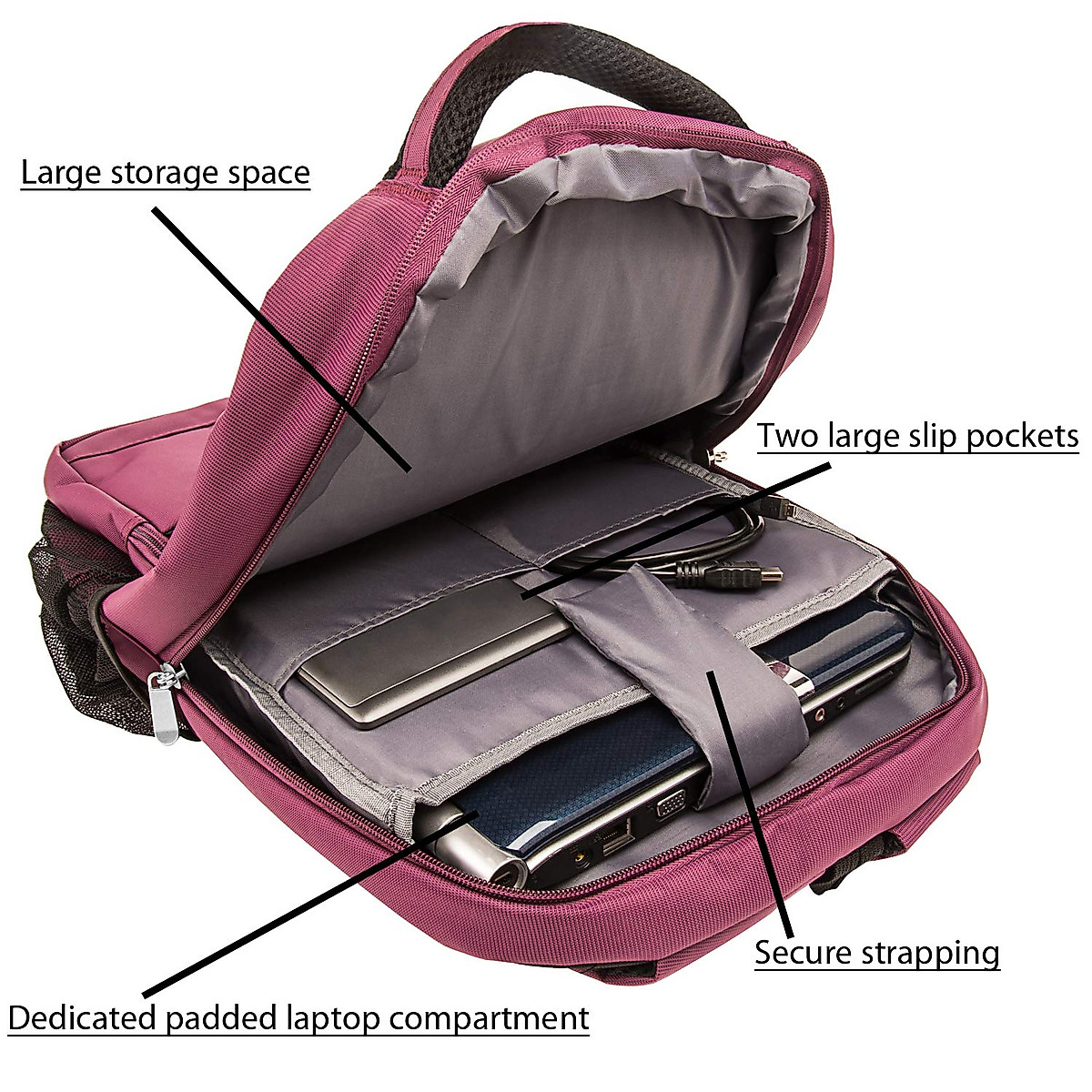 HDMI Cable and Secure Purple Laptop Backpack 15-inch Made for Inspiron, Dell Latitude, Vostro, XPS, Precision, G15 G3 G5 G7