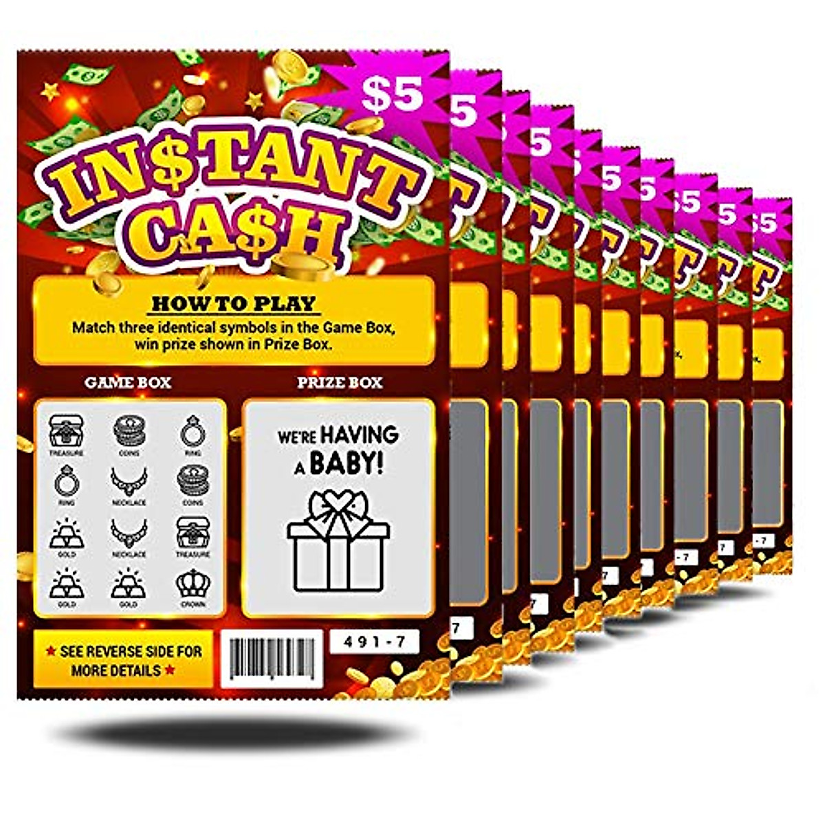 10 Pack - Pregnancy Announcement Lottery Scratch-Off Tickets | 4x6 Authentic Looking | Great for Baby Announcements | Perfect for Pregnancy Announcement for Grandparents, Future Dad, or Friends!