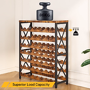 Homeiju 56-Bottle Freestanding Wine Rack, Wooden Wine Rack Storage Shelf, Stackable Wine Bottle Rack with Tabletop for Living Room,Kitchen or Wine Cellar