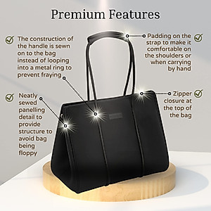 Essential Pal Neoprene Tote Bag, 3-in-1 Large Beach Tote – Zip-Top Waterproof, Tote Bag Great as a Beach Bag, Pool Bag, Boat Bag, Diaper Bag Tote – Neoprene Bag & Neoprene Purse w/Removable Base