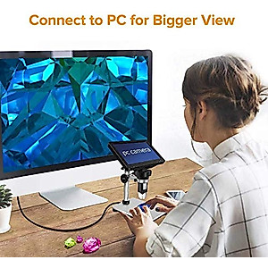 ANNLOV 7" LCD Digital Microscope with 32GB TF Card 1200X Maginfication 1080P Coin Microscope with Wired Remote,12MP Ultra-Precise Focusing Video Camera with 8 LED Fill Lights Windows/Mac Compatible