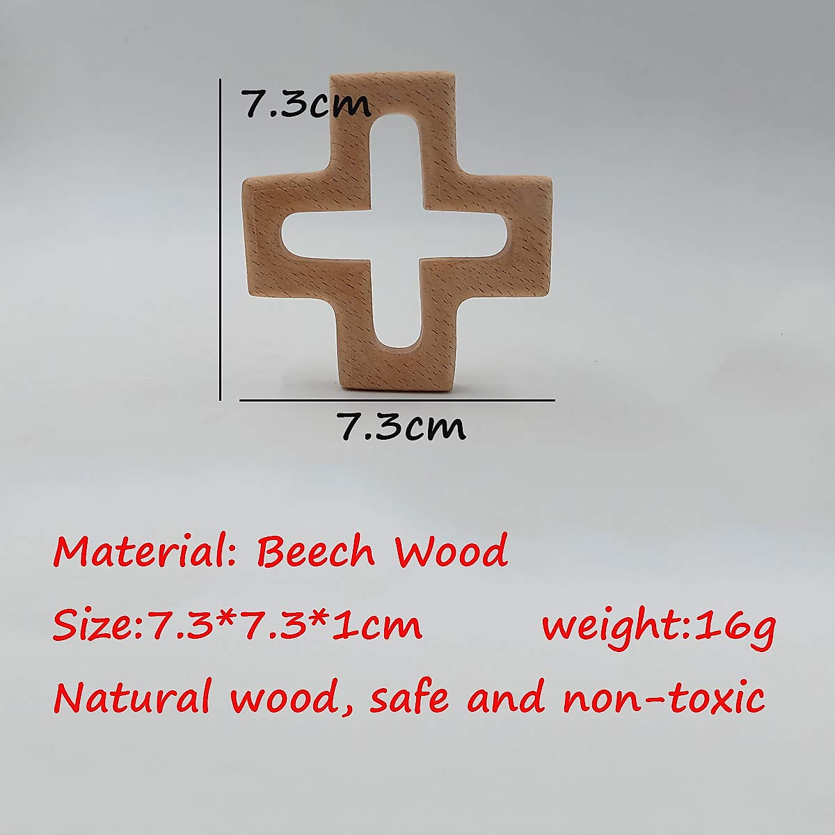 Arakierst 10pcs Organic Wood Cross Pure Natural Animal Shape Beech Wooden Handmade Grasping Pattern DIY Pacifier Chain Pendant