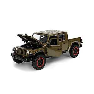Just Trucks 1:24 2020 Jeep Gladiator Die-cast Car Brown with Tire Rack, Toys for Kids and Adults