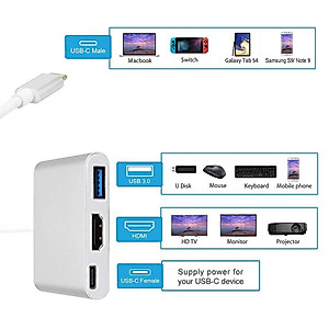 QCEs USB C to HDMI Adapter, USB-C Digital AV Multiport Adapter 4K HDMI Video Output USB 3.0 PD Charging Converter Hub Compatible with Thunderbolt 3/4 iPhone 15 Pro Max, MacBook Pro, iMac
