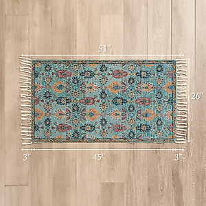 Jessica Simpson Chenille Sharona Fringe Rug - Skid-Resistnat & Washable Accent Rug - 26" x 51"