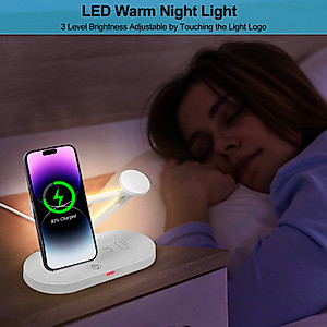 5 in 1 Magnetic Charging Station 35W, WayRock Wireless Charger Stand for iPhone 14 13 12 Pro Max/Plus/Pro/Mini/Airpods/iWatch Series, Fast Charger with Night Light for Travel Gift