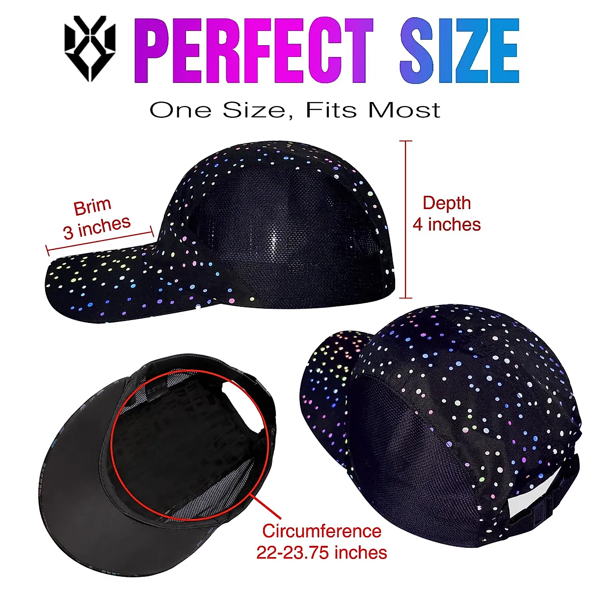 Women Quick Drying Baseball Cap Sun Hats Mesh Lightweight UV Protection for Outdoor Sports - Polka Dot Black
