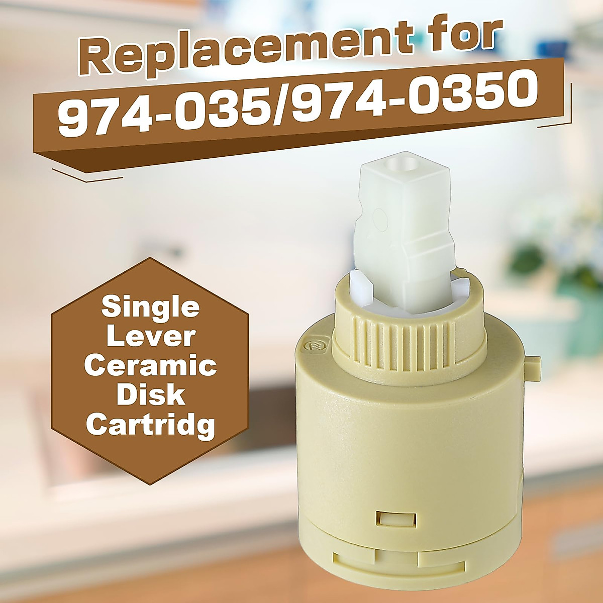 Enhon Single Lever Ceramic Disk Cartridge Compatible with 974-035/974-0350, Compatible with Price Pfister Marielle Kitchen Faucet, Faucet Cartridge Replacement