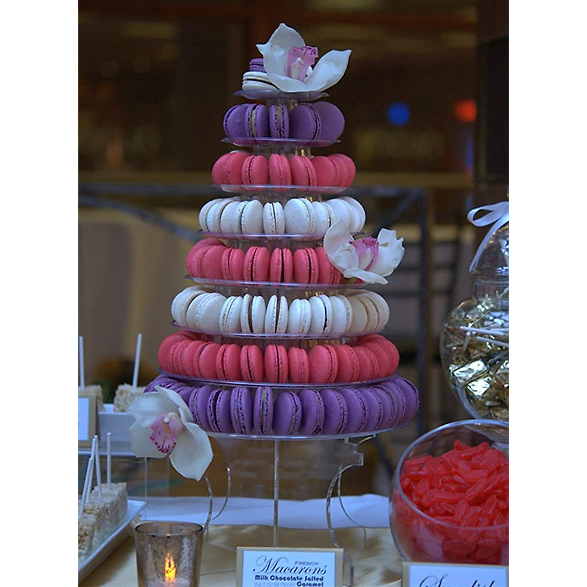 10 Tier Round Macaron Tower Stand Adjust Tiers Level Dia from 4"-13", Cupcake Stand Desserts Displayfor Wedding Birthday Decor