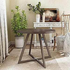 Knocbel Mid-Century Modern Round Dining Table with X-Shaped Base, Ideal for Small Spaces, 200lbs Weight Capacity, 36" Dia x 30" H (Gray)