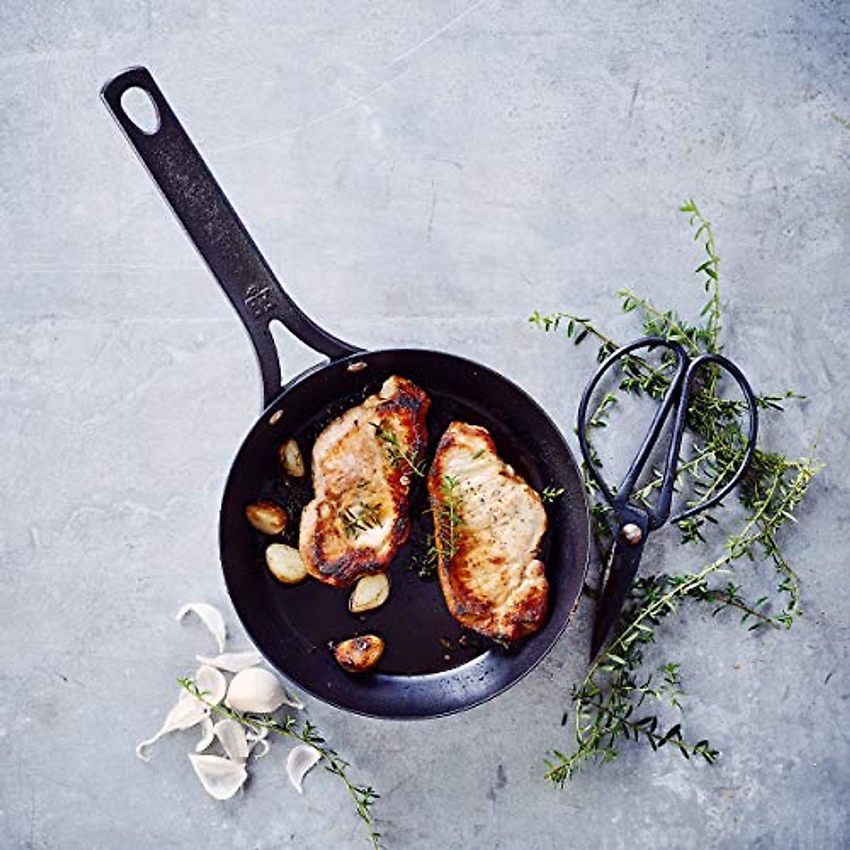 BK Pre-Seasoned Black Steel Carbon Steel Induction Compatible 8" Frying Pan Skillet, Oven and Broiler Safe to 660F, Durable and Professional, Black