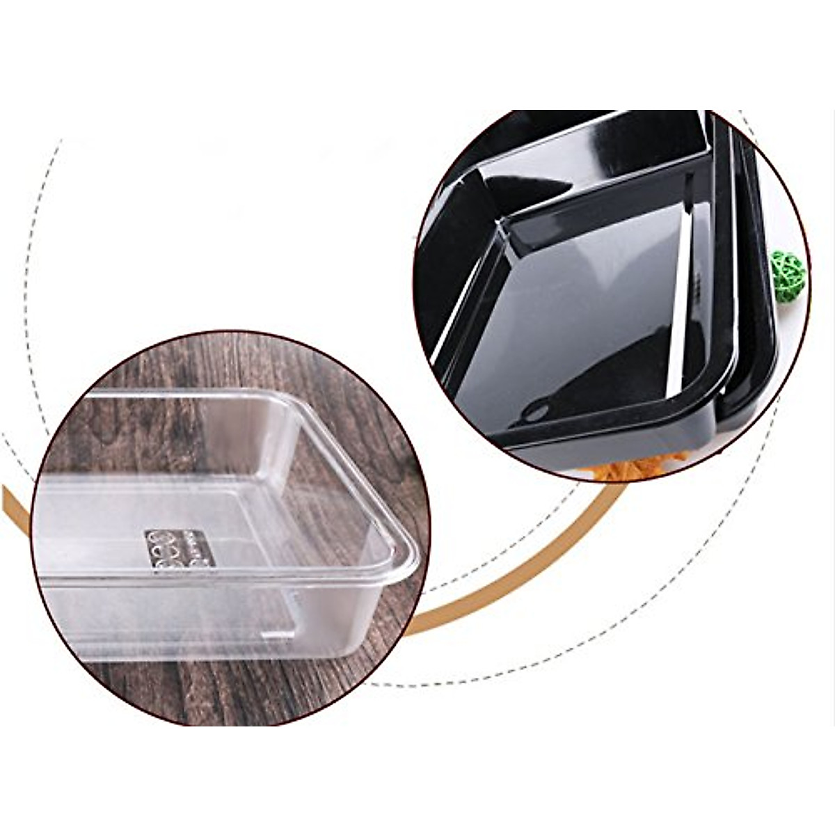 OMEM Reptile Food Bowl Large Water Dish, Wood Plate, Bowl Turtles (L=35.4 * 5.3 * 26.3, Black)